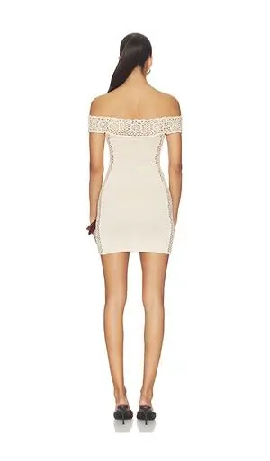 Frankies Bikinis Fleur Crochet Mini Dress In Cream