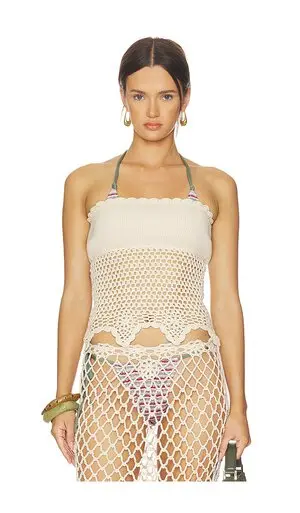 Frankies Bikinis Star Crochet Blouse In Cream - Summer Crochet