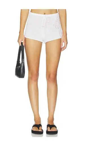 Frankies Bikinis Sophie Knit Short In White - White Hibiscus