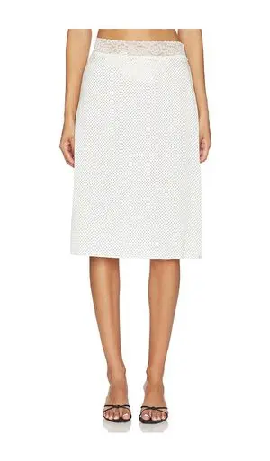 Frankies Bikinis Laura Silk Midi Skirt - French Pearl