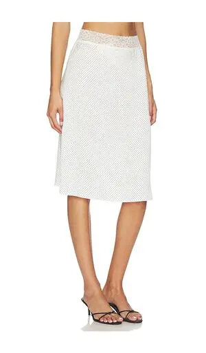 Frankies Bikinis Laura Silk Midi Skirt With Lace Trim