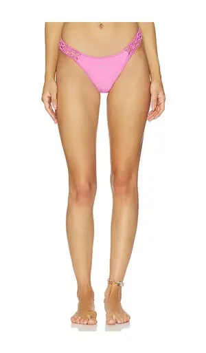 Frankies Bikinis Dove Satin Bikini Bottom In Pink - Capri Pink