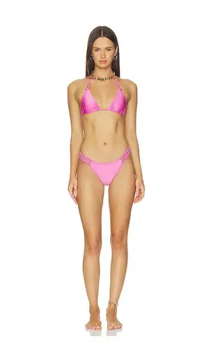 Frankies Bikinis Dove Satin Bikini Bottom In Pink