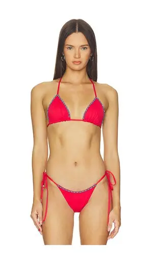 Frankies Bikinis Nick Beaded Bikini Top - Havana
