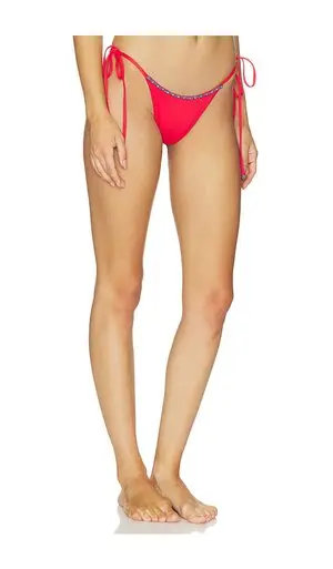 Frankies Bikinis Mackenzie Beaded Bikini Bottom In Red