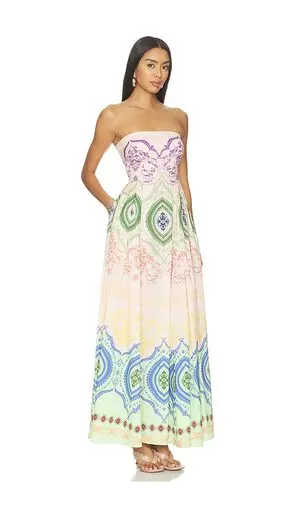 Misa Strapless Printed Maxi Dress
