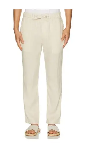 Frescobol Carioca Oscar Linen Chino Pant In Cream - Sand