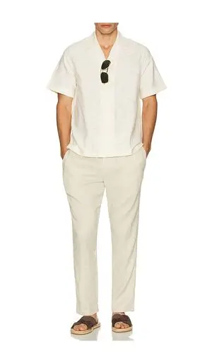 Frescobol Carioca Oscar Linen Chino Pant In Cream