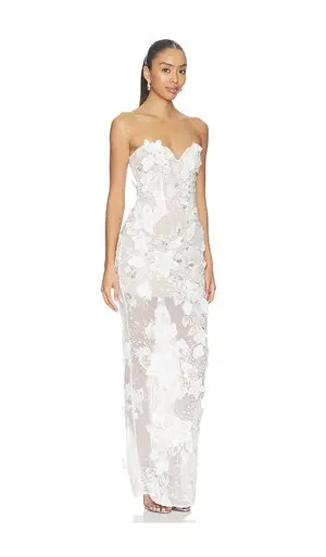 BRONX BANCO Dahlia Bridal Strapless Maxi Dress