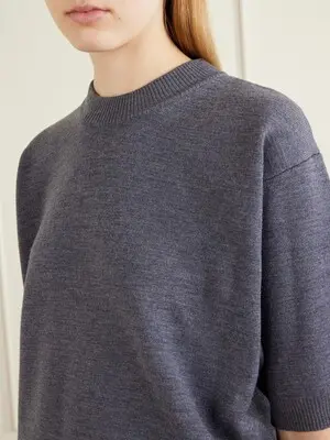 RÓHE Merino Wool Short-sleeve Sweater - Gray
