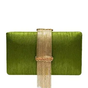SIMITRI Olive Fringe Clutch - Green