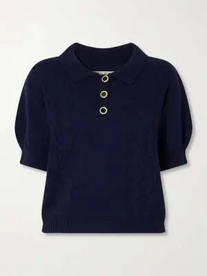 Alessandra Rich Wool Polo Shirt - Navy