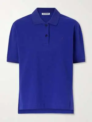 JIL SANDER Logo-embroidered Cotton-piqué Polo Shirt - Cobalt Blue