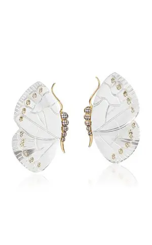SILVIA FURMANOVICH 18k Yellow Gold Butterfly Shaped Mirror Earrings With Diamonds - Multi