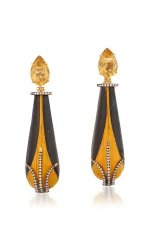 SILVIA FURMANOVICH 18k Yellow Gold Drop Earrings With Citrine And Diamonds - Orange