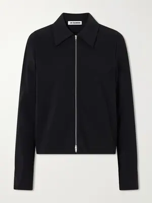 JIL SANDER Cropped Zip-up Shell Jacket - Black