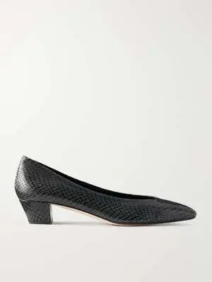 AeydĒ Helia 35 Snake-effect Leather Pumps - Dark Green