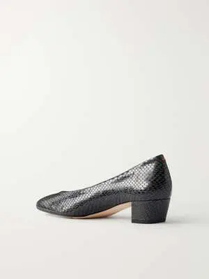 AeydĒ Helia 35 Snake-effect Leather Pumps - Dark Green