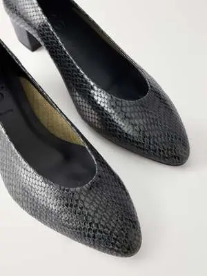 AeydĒ Helia 35 Snake-effect Leather Pumps - Dark Green