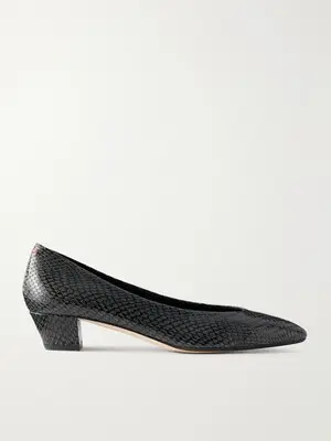 AeydĒ Helia 35 Snake-effect Leather Pumps - Green