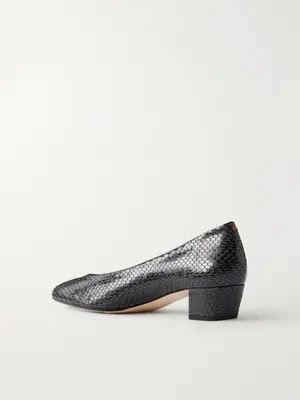 AeydĒ Helia 35 Snake-effect Leather Pumps - Green