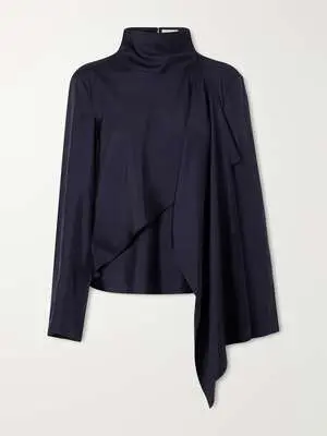 RÓHE Scarf-detailed Silk-satin Blouse - Navy