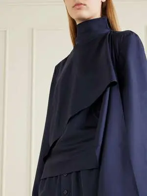 RÓHE Scarf-detailed Silk-satin Blouse - Navy