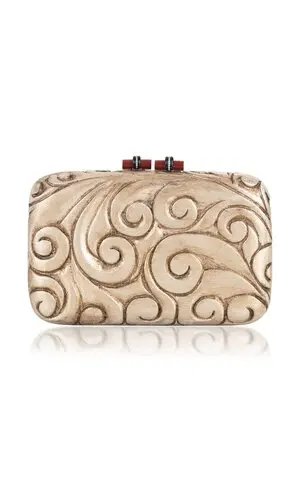 SILVIA FURMANOVICH 18k Yellow Gold Rectangular Wooden Clutch With Diamond, Red Jasper And Ceramic