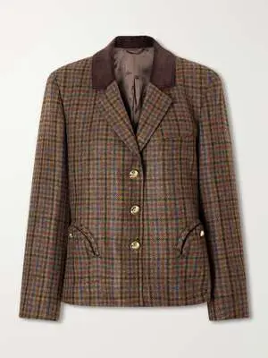 BLAZÉ MILANO Checked Wool Blazer - Brown