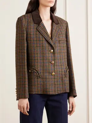 BLAZÉ MILANO Checked Wool Blazer - Brown