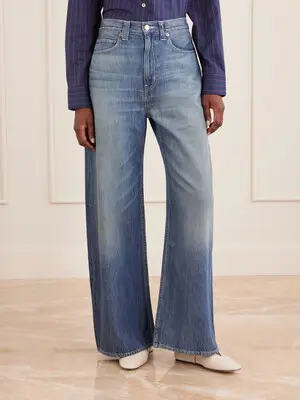 JAMIE HALLER Baggy Wide-leg Jeans In Worn Wash Italian Denim