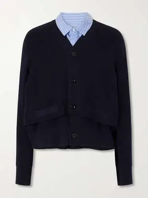 Sacai Cotton-poplin Cardigan - Navy