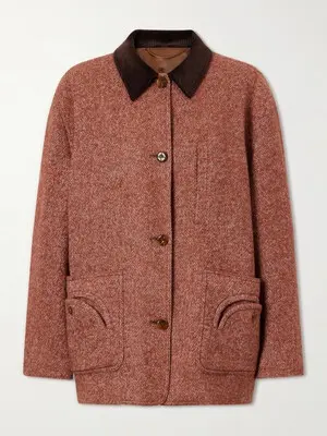 BLAZÉ MILANO Tailored Herringbone Jacket With Corduroy Collar - Red