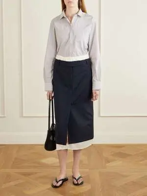 RÓHE Ruched Wool And Mohair-blend Midi Skirt