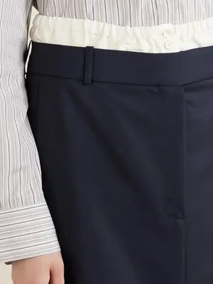 RÓHE Ruched Wool And Mohair-blend Midi Skirt - Navy