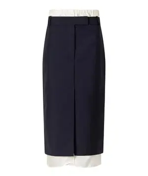 RÓHE Ruched Wool And Mohair-blend Midi Skirt - Navy