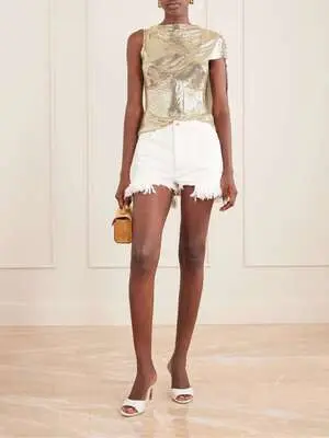 Rabanne Frayed Denim Shorts