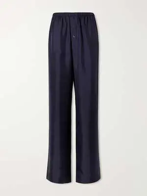 RÓHE Silk-satin Wide-leg Pants - Blue