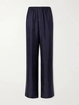 RÓHE Silk Satin Wide-leg Pants - Blue