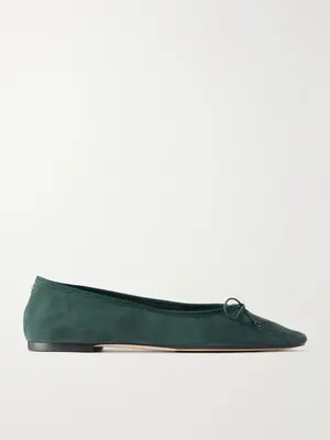 AeydĒ Tiby Bow-detail Suede Ballet Flats - Green