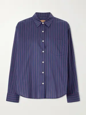 JAMIE HALLER Striped Cotton Shirt - Blue