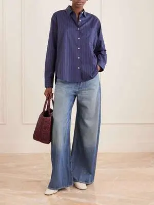 JAMIE HALLER Weekend Striped Cotton Shirt