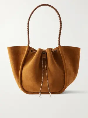 Proenza Schouler Proenza Schouler Ruched Suede Tote With Leather Trim Brown