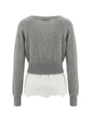 Ermanno Scervino Cashmere Cardigan With Lace Trim