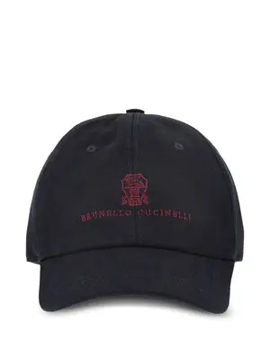 Brunello Cucinelli Logo Cotton Baseball Cap - Blue