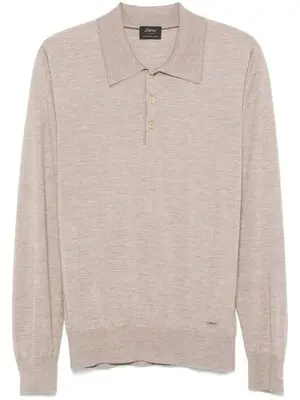 Brioni Cashmere And Silk Polo Shirt - Beige