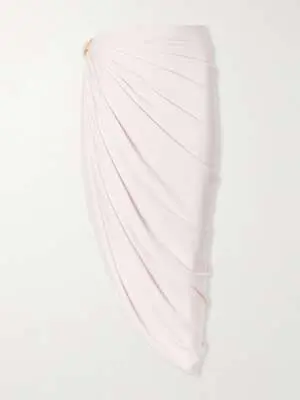 Sportmax Embellished Draped Jersey Midi Skirt - Pink