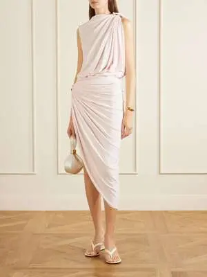 Sportmax Embellished Draped Jersey Midi Skirt