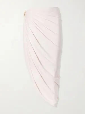 Sportmax Embellished Draped Jersey Midi Skirt - Pink