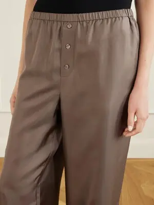 RÓHE Silk Satin Wide-leg Trousers - Brown
